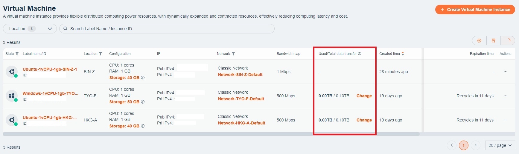 Virtual Machine Billing